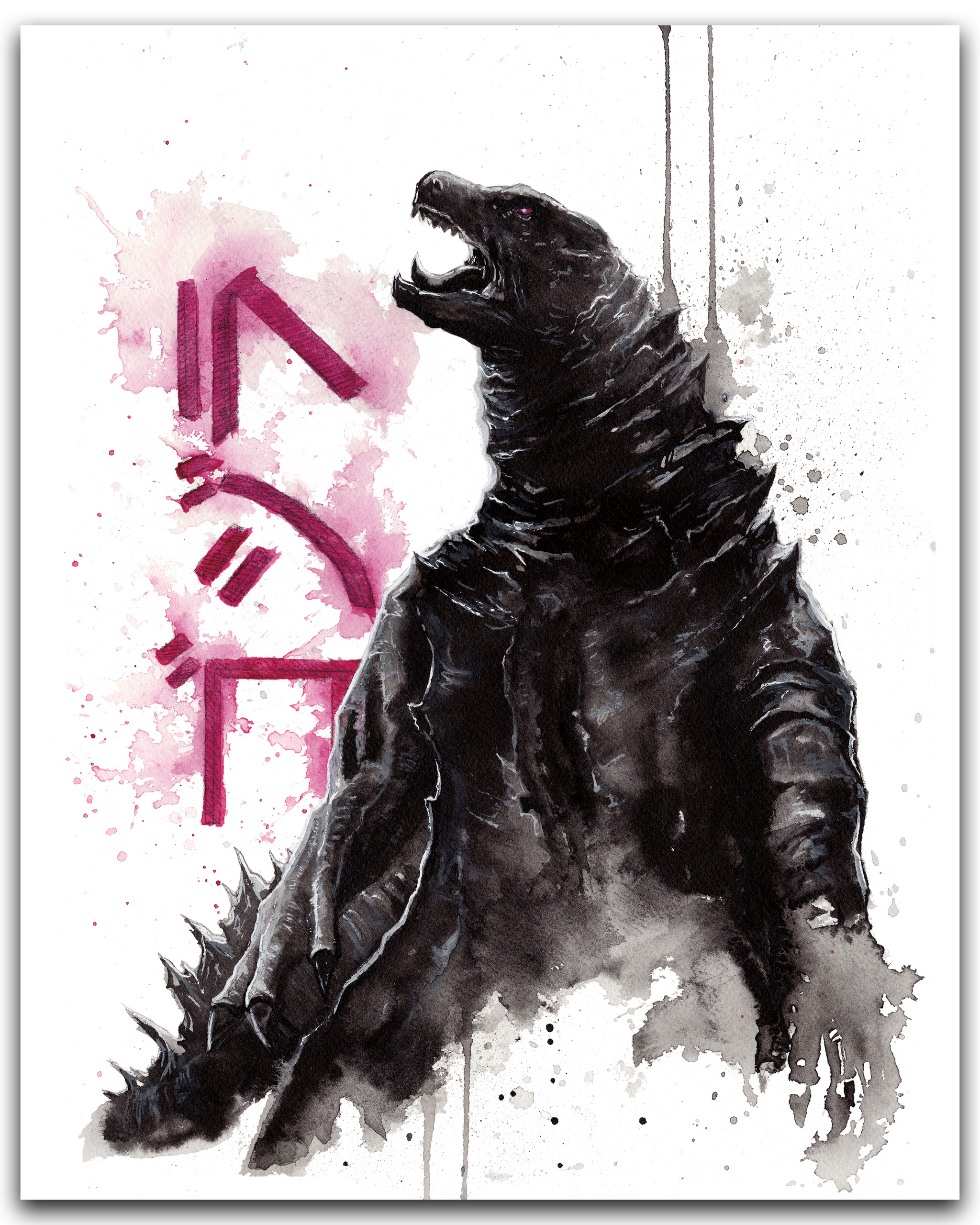 Godzilla Print - Fan Artwork - Watercolor Painting